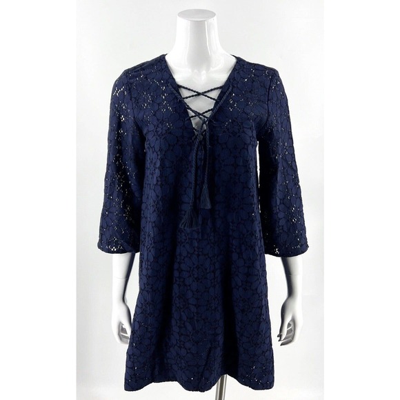 Marabelle | Dresses | Marabelle Lace Dress Size Small Navy Blue Tassel ...